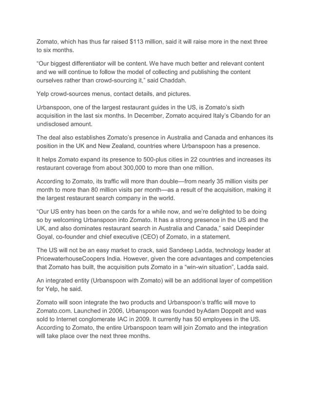 Zomato case study v1.0 20 7-2015 | PDF