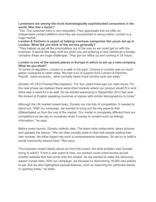 Zomato case study v1.0 20 7-2015 | PDF
