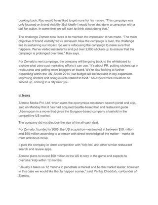 Zomato case study v1.0 20 7-2015 | PDF