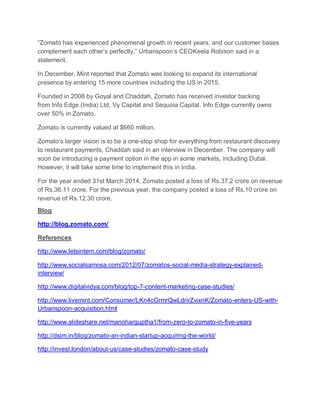 Zomato case study v1.0 20 7-2015 | PDF
