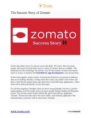 Zomato Success Story - Success Story of Zomato | DOCX