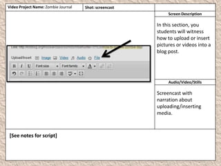 Zombie blog storyboard | PPT