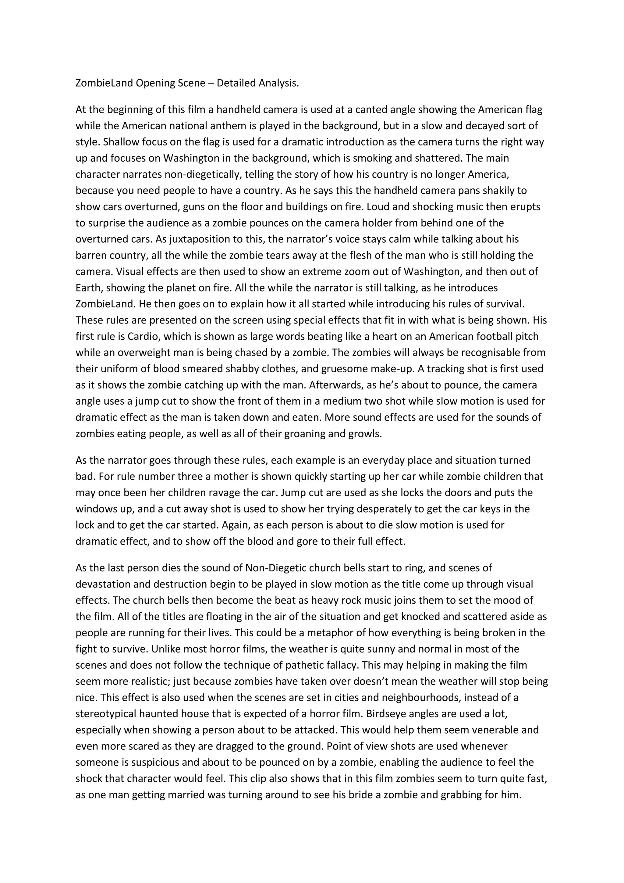 Zombie land opening scene | DOCX