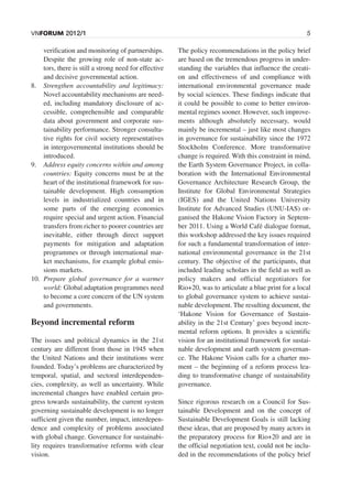 Governance Research for Rio+20 | PDF