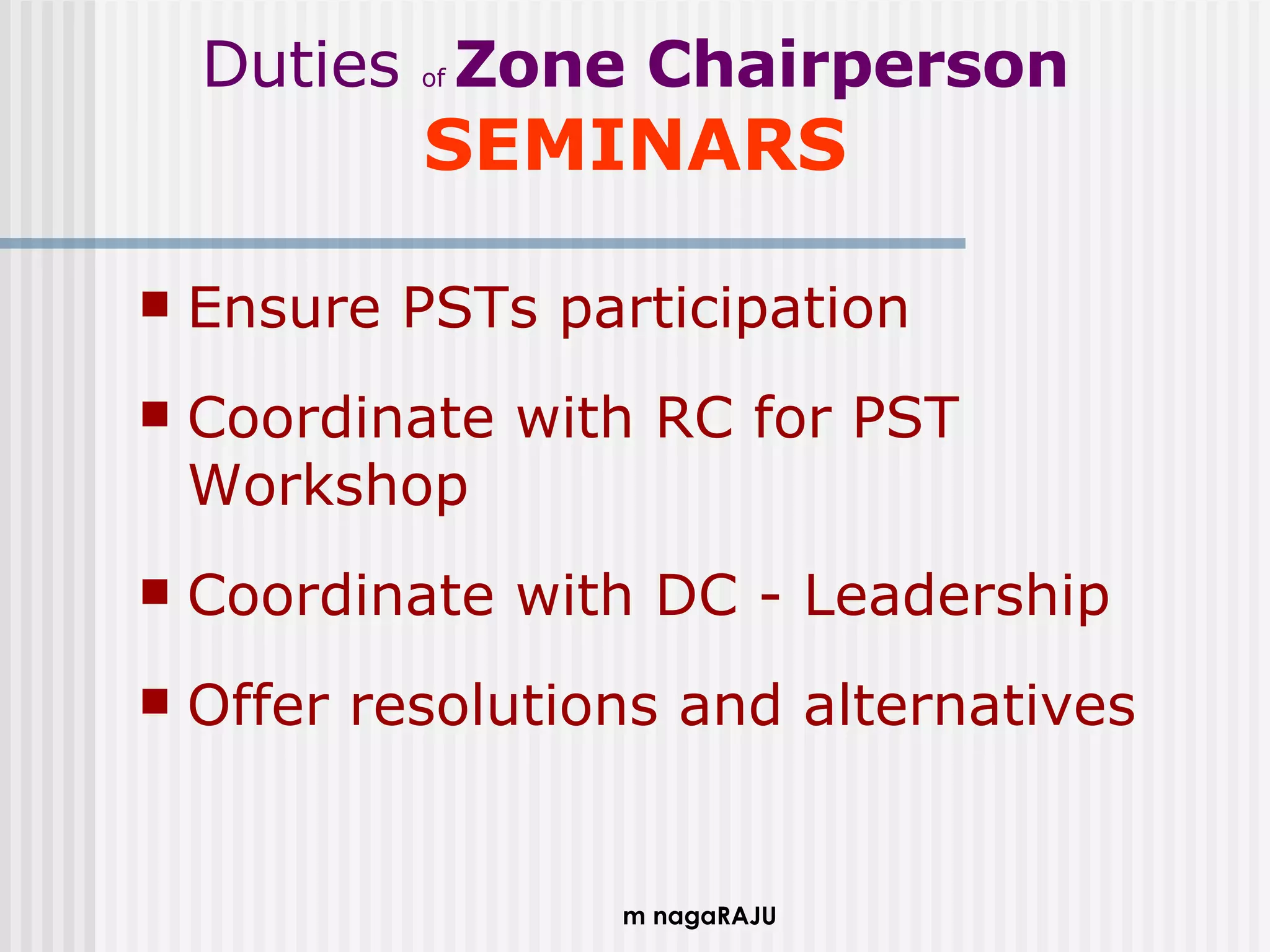 Zone Chairman Duties | PPT