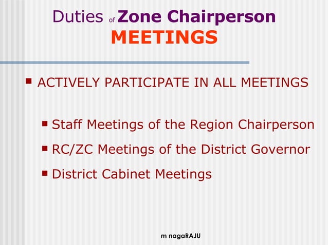Zone Chairman Duties | PPT