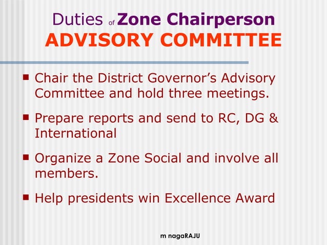 Zone Chairman Duties | PPT