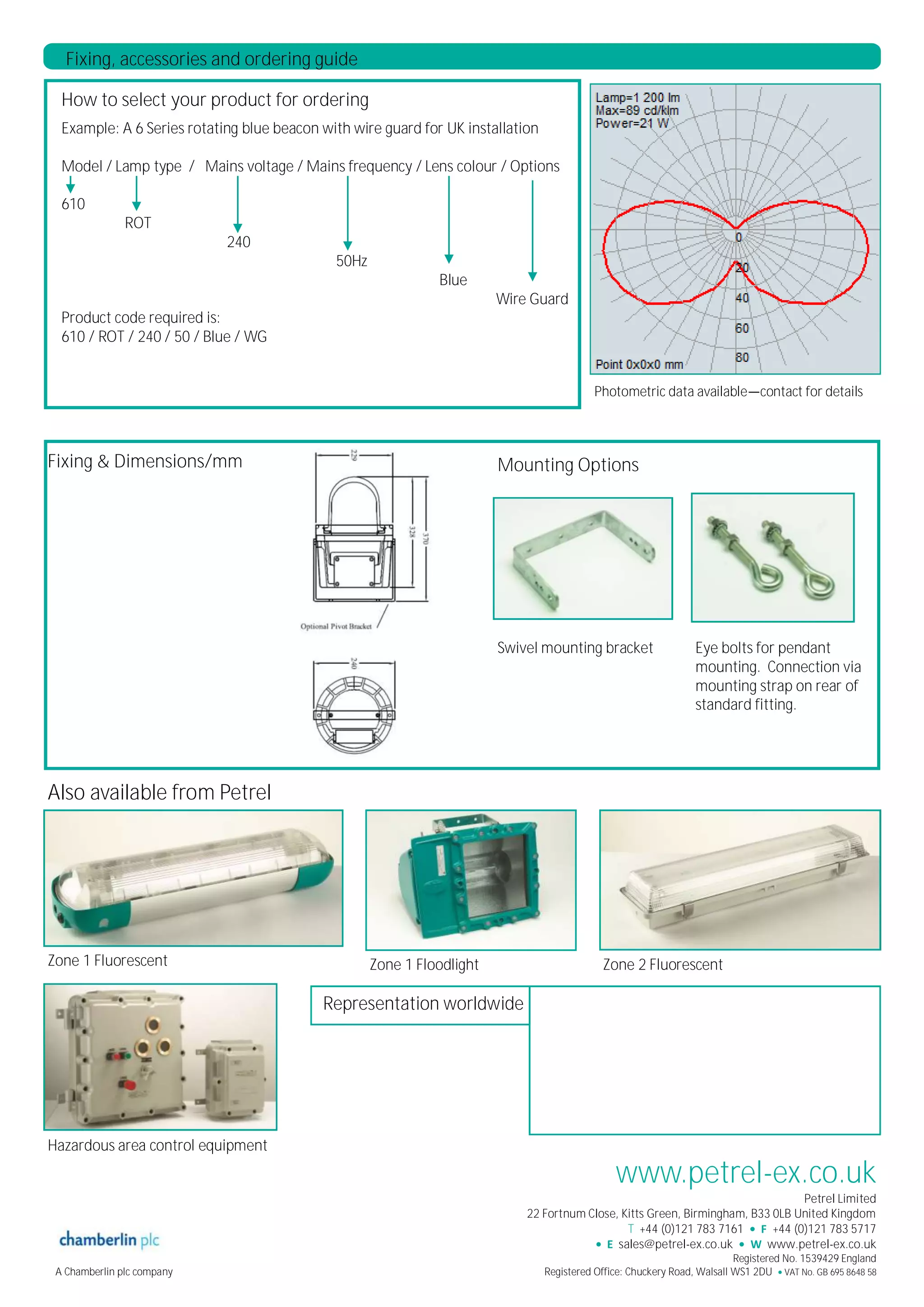 Zone 1 Lighting, Hazardous Area (ATEX) - Ex de - Petrel 610 Beacon ...