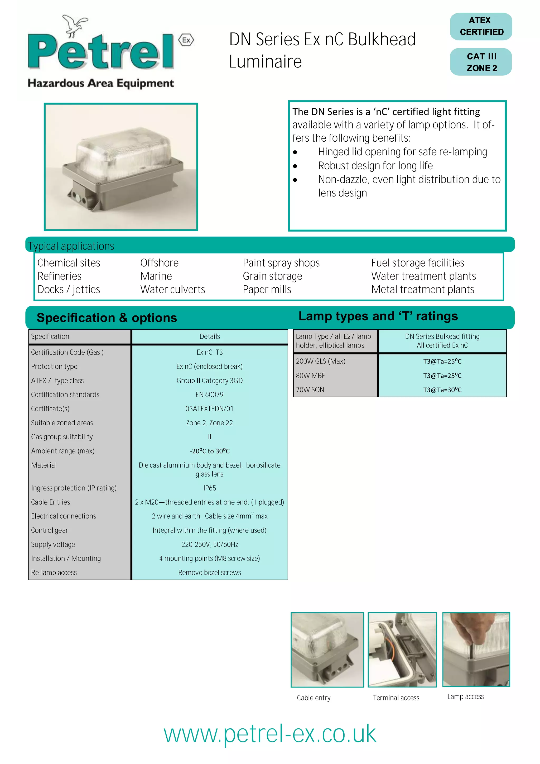 Zone 2 Bulkhead - Hazardous Area Lighting (ATEX) - Explosion Proof ...