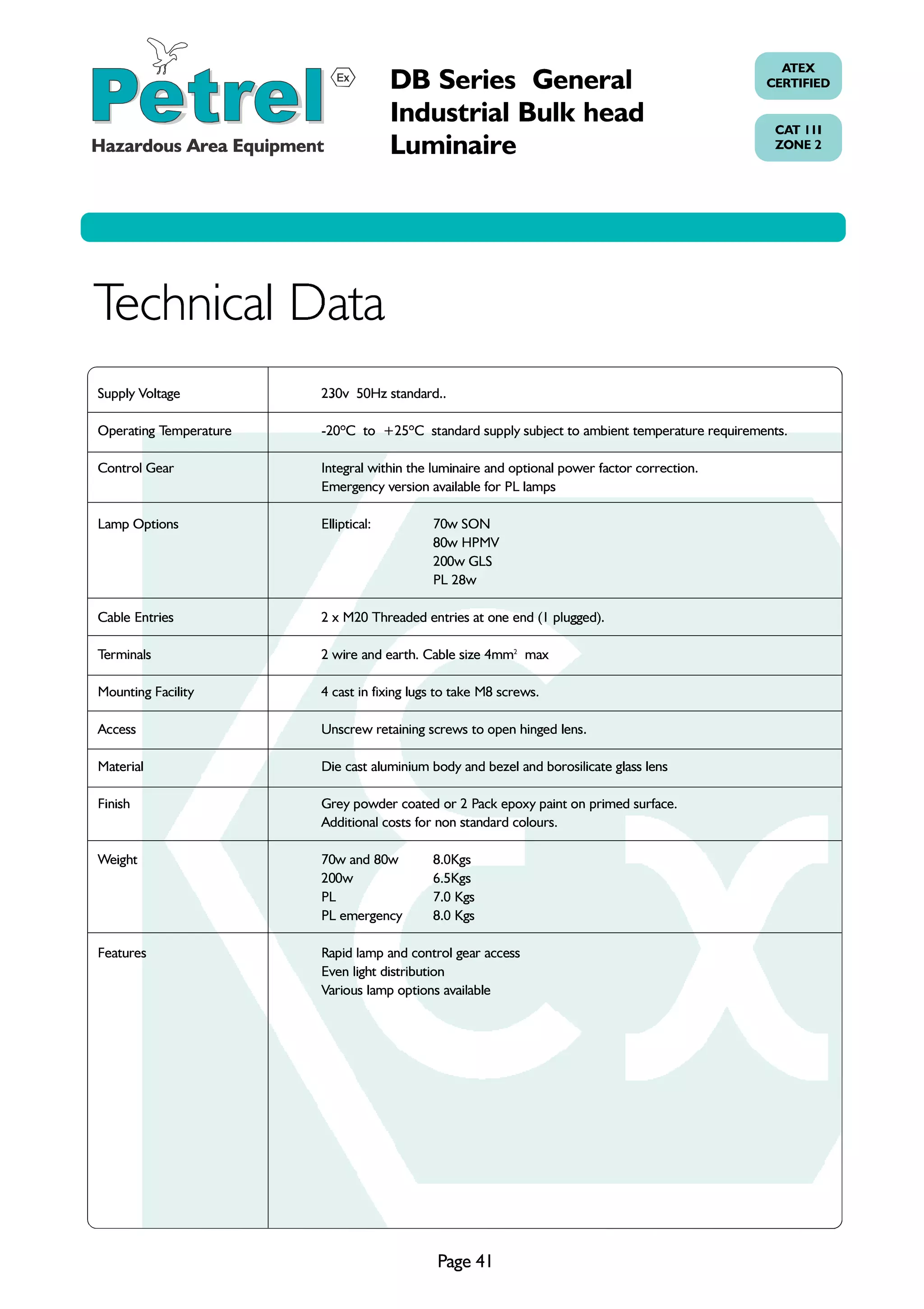 Zone 2 Hazardous Area Lighting (ATEX) - Fluorescent Luminaire - 58 Watt ...