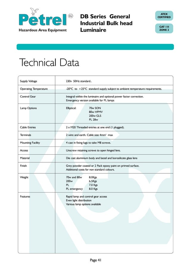 Zone 2 Hazardous Area Lighting (ATEX) - Fluorescent Luminaire - 58 Watt ...