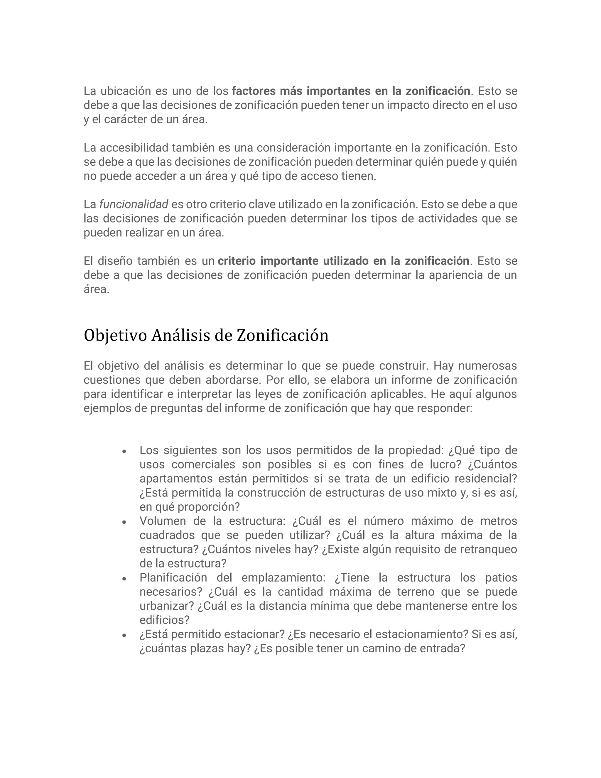 ¿Para que sirve la Zonificacion en Arquitectura? | PDF