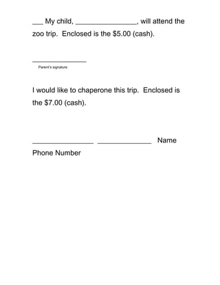 Zoo field trip | PDF