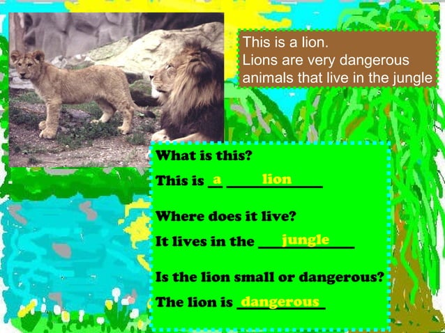 Zoo animals and adjectives | PPS | Large Animals | Pets