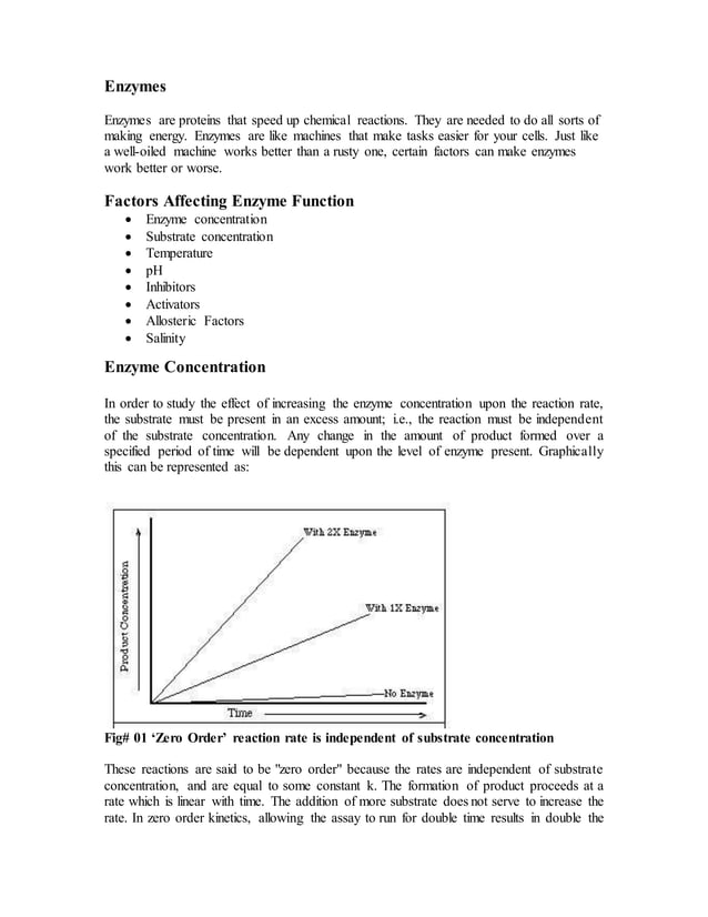 FACTORS AFFECTING ENZYME ACTIVITY | DOCX | Chemistry | Science