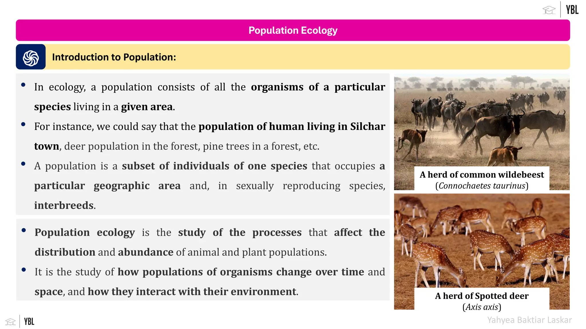 Introduction to Population Ecology and different aspects of a ...