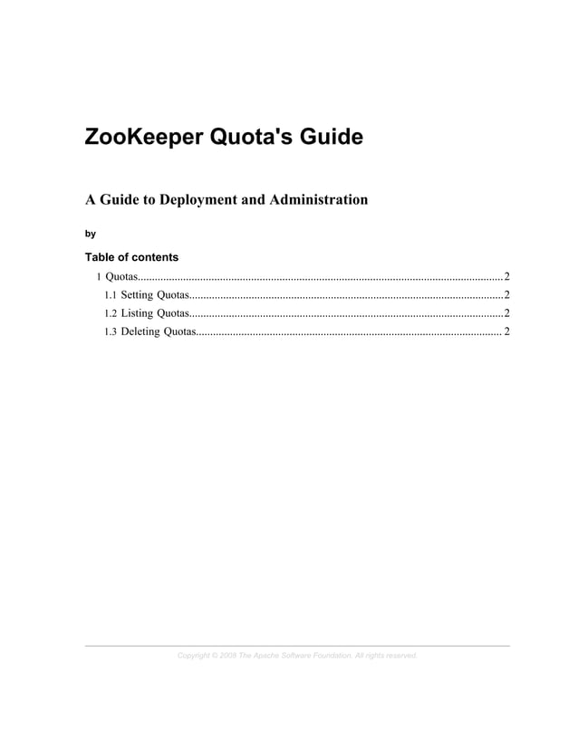 ZooKeeper Quota's Guide | PDF