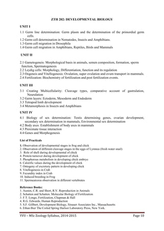 Yogi Vemana University Zoology syllabus | PDF