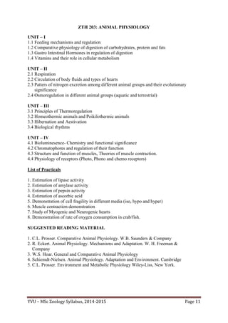 Yogi Vemana University Zoology syllabus | PDF