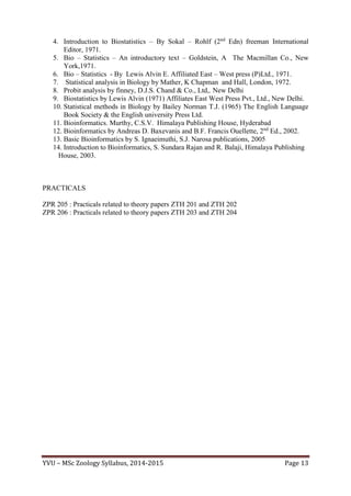 Yogi Vemana University Zoology syllabus | PDF