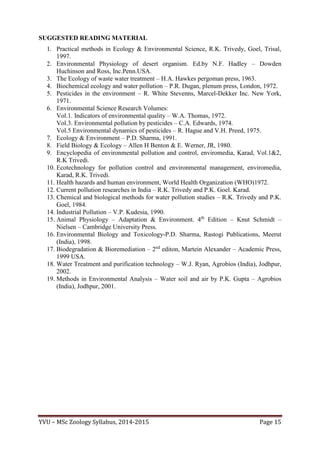 Yogi Vemana University Zoology syllabus | PDF