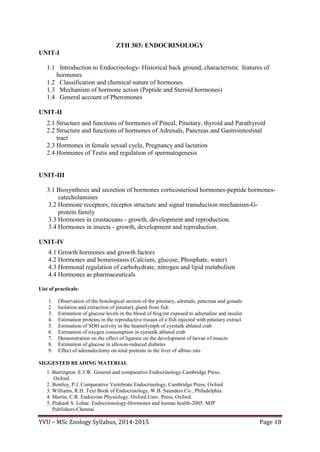 Yogi Vemana University Zoology syllabus | PDF