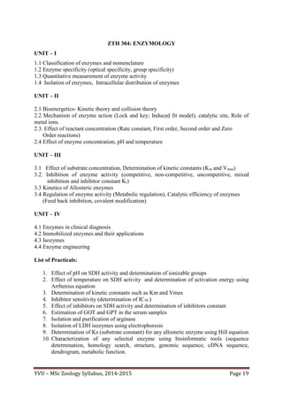 Yogi Vemana University Zoology syllabus | PDF