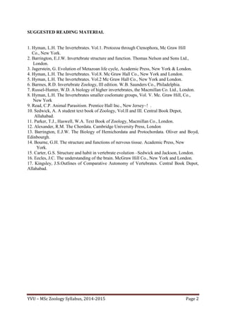 Yogi Vemana University Zoology syllabus | PDF