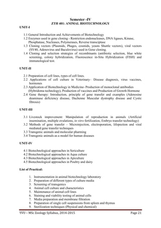 Yogi Vemana University Zoology syllabus | PDF