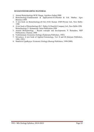 Yogi Vemana University Zoology syllabus | PDF