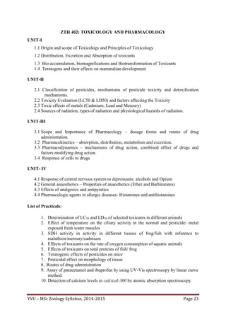 Yogi Vemana University Zoology syllabus | PDF