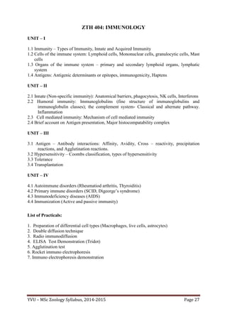 Yogi Vemana University Zoology syllabus | PDF