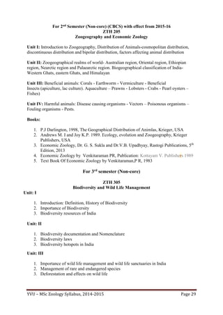 Yogi Vemana University Zoology syllabus | PDF