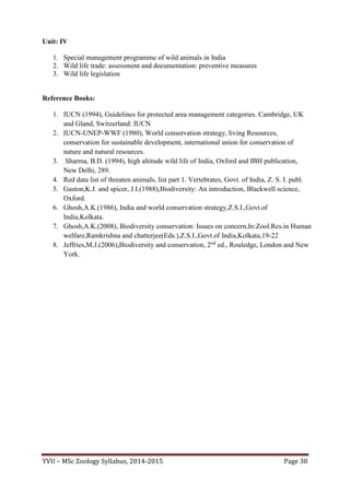 Yogi Vemana University Zoology syllabus | PDF