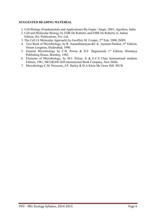 Yogi Vemana University Zoology syllabus | PDF