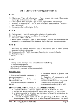 Yogi Vemana University Zoology syllabus | PDF