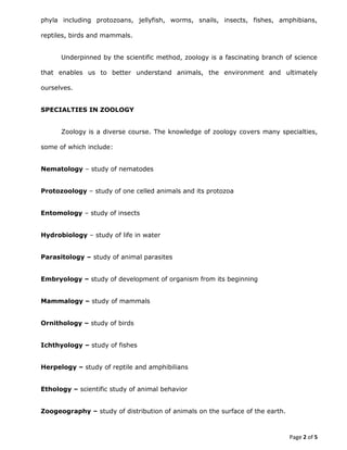 Zoology as a course of study by uwamose martins | PDF | Biological ...