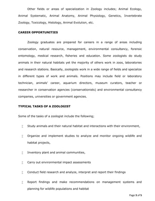 Zoology as a course of study by uwamose martins | PDF