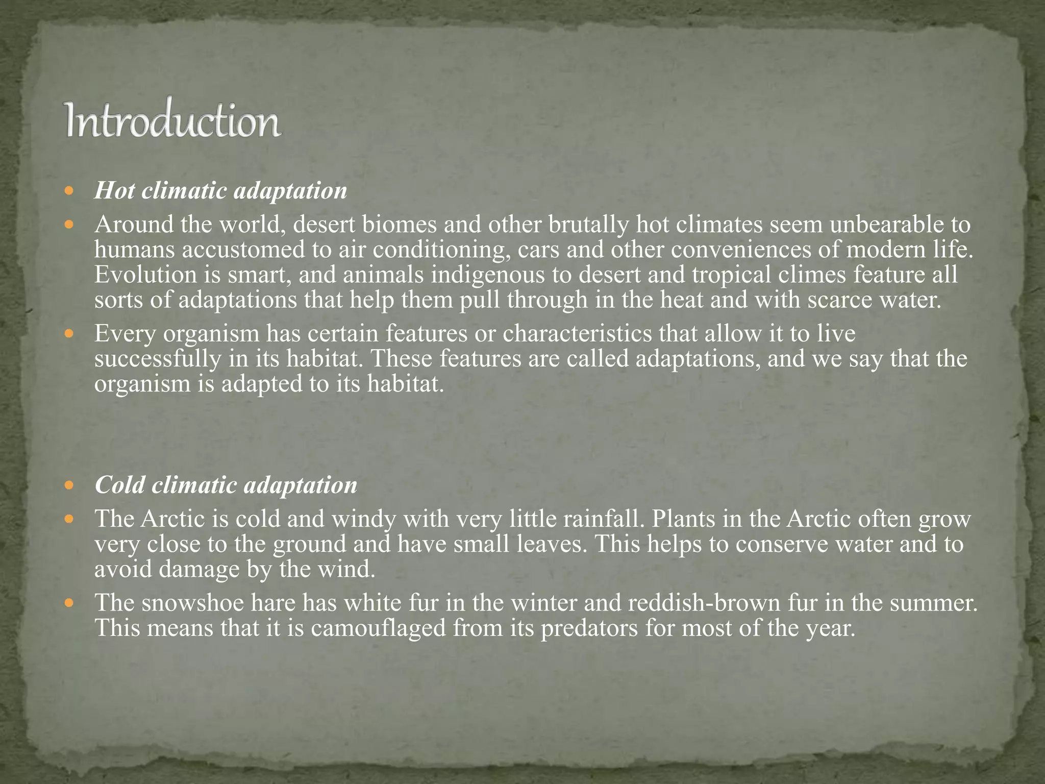 Adaptations of Plants and Animals to extreme temperatures | PPTX