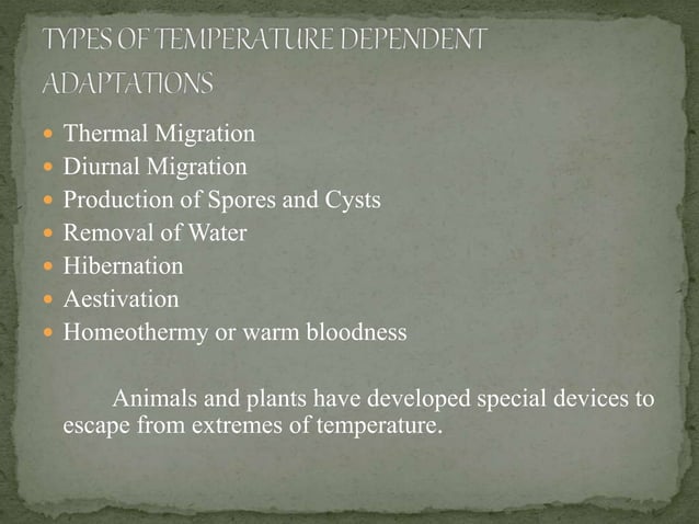Adaptations of Plants and Animals to extreme temperatures | PPT