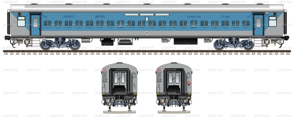 LHB Non AC chair car in livery of Indian Western Railway WR
