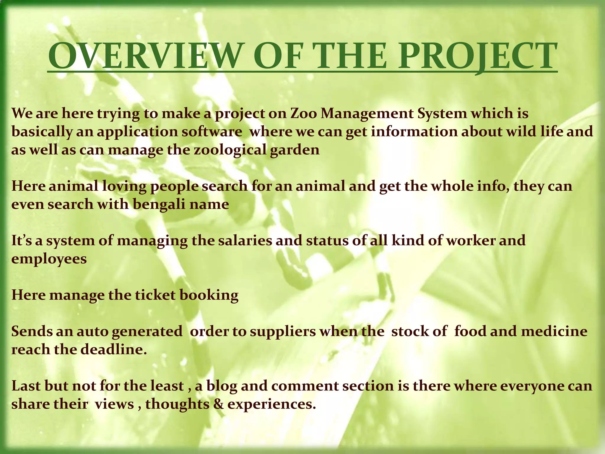 Zoo management system | PPTX