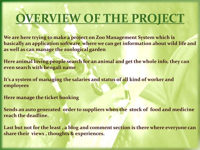 Zoo management system | PPTX