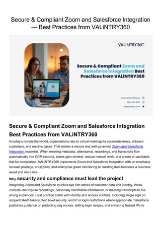 Zoom and Salesforce Integration - VALiNTRY360 | PDF