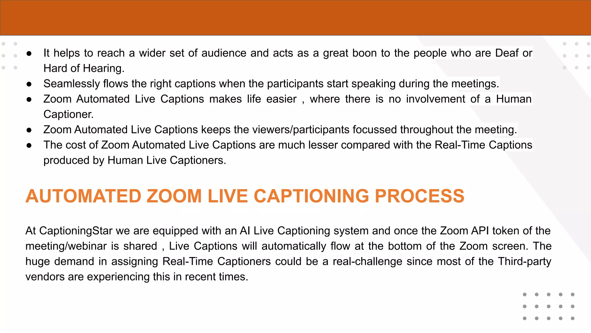 Zoom automated live captions vs human generated live captions | PPT