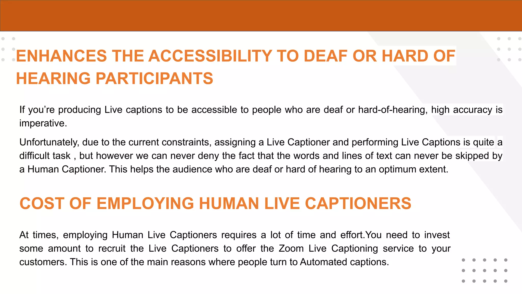 Zoom automated live captions vs human generated live captions | PPT