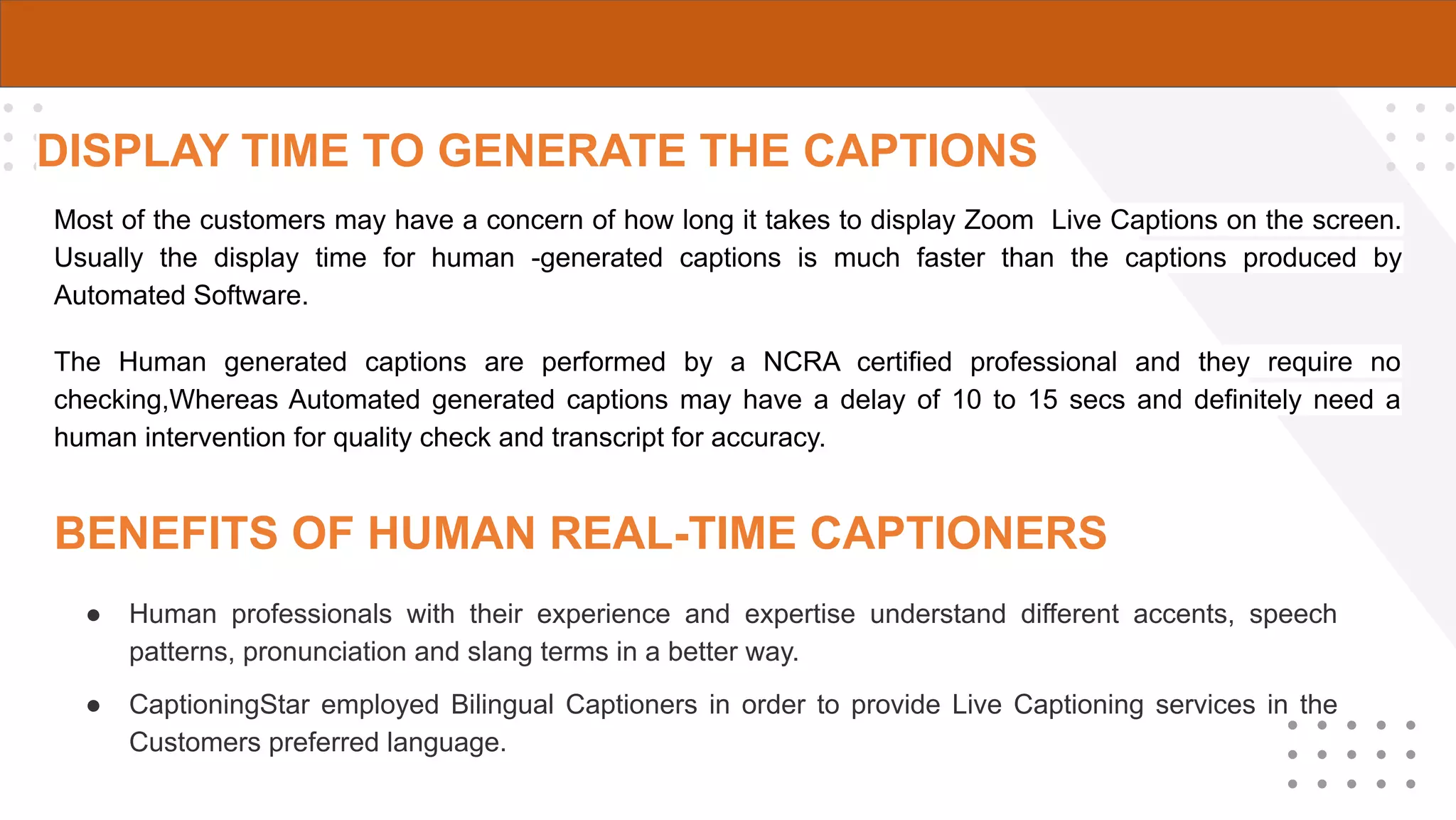 Zoom automated live captions vs human generated live captions | PPT