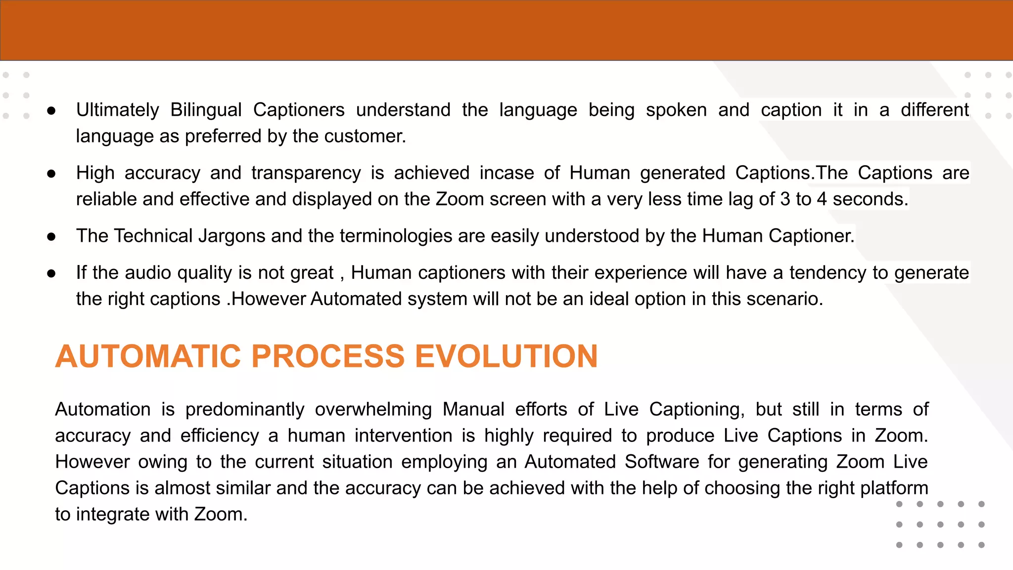 Zoom automated live captions vs human generated live captions | PPT