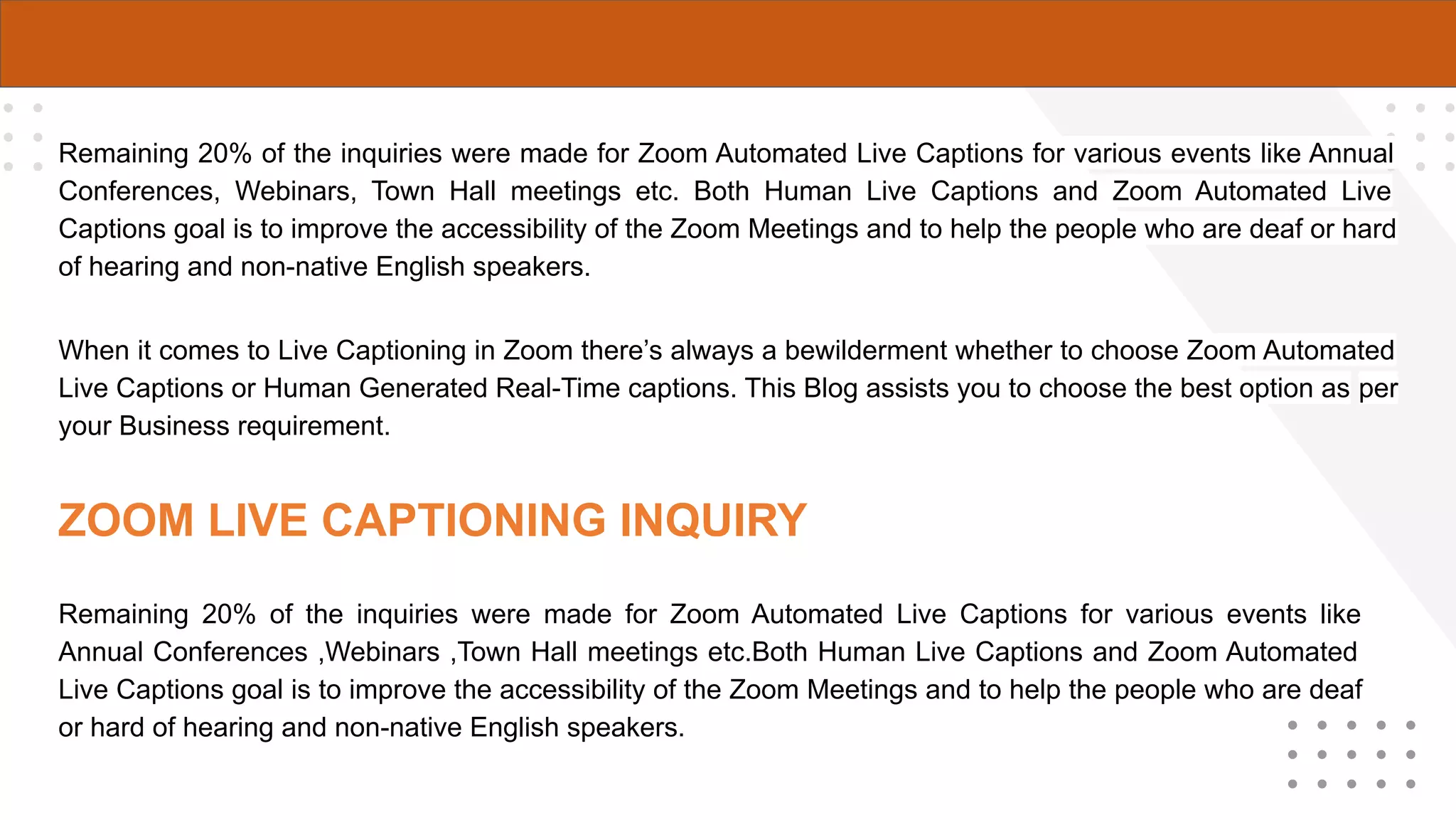 Zoom automated live captions vs human generated live captions | PPT