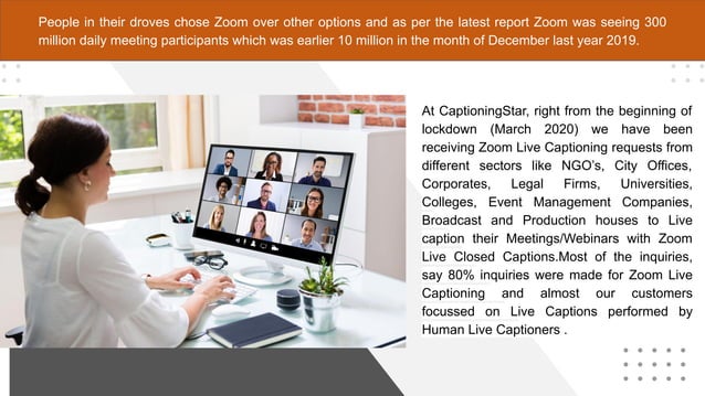 Zoom automated live captions vs human generated live captions | PPT